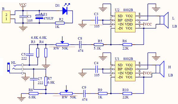 8002功放,8002a放电路图,8002b放接线图(第5页)_大山谷图库